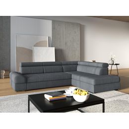 Sit & More Ecksofa SIT & MORE "Broadway L-Form", grau (dunkelgrau), B:270cm H:79cm T:213cm, Sofas, Ecksofa, mit verstellbaren Kopfteilen, wahlweise mit Bettfunktion