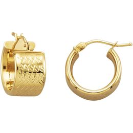 Paar Creolen Firetti "Schmuck Geschenk Gold 375 Ohrschmuck Ohrringe Struktur" Gr. Gelbgold 375, goldfarben (gelbgoldfarben) Damen