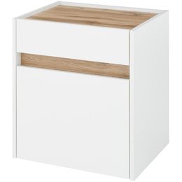 Nachtkommode Inosign "CiTY/GiRON, Nachttisch, Nachtschrank, Bestellschrank, Nachtkonsole" Sideboards Gr. B/H/T: 50cm x 56cm x 40cm,, weiß/wotan eiche dekor in zwei Farben erhältlich, Stauraumfach und Schublade