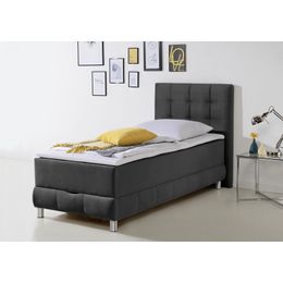Boxbett Inosign "Vaasa", grau (schiefer), B:104cm L:210cm, Komplettbetten, inkl. Bettkasten & Topper, XXL-Ausführung, Überlänge 220 cm