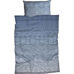 Bettwäsche CASATEX "Demir" Gr. B/L: 135cm x 200cm, , Satin, B/L: 80cm x 80cm, blau (royal blau) mit moderner Ornamentik