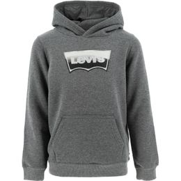 Kapuzensweatshirt LEVI'S KIDS Gr. 8 (128), grau (charcoal hea), Jungen, Sweatware, Obermaterial: 60% Baumwolle, 40% Polyester, meliert, unifarben, Sweatshirts, mir Logoprint und Kängurutasche