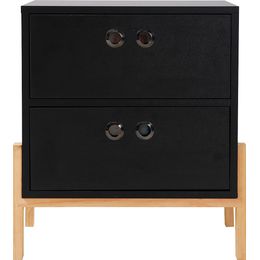 Kommode Inosign "Melia" Sideboards Gr. B/H/T: 50cm x 55cm x 35cm, 2 Schubladen, 2 St., schwarz (schwarz, natur) Beine aus massiver Pinie