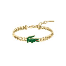 Armband Lacoste "ARTHOR, 2040226, 2040227" Armbänder Gr. Edelstahl, goldfarben (gelbgoldfarben-grün) Herren mit Emaille