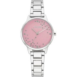 Quarzuhr ANISTON JEWELRY & WATCHES Armbanduhren silberfarben (silberfarben-rosé) Damen Armbanduhr, Damenuhr, analog, Glassteine, neue Kollektion