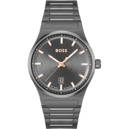 Quarzuhr BOSS "CANDOR, 1514078" Armbanduhren grau Damen Herrenuhr, Damenuhr, Armbanduhr, Datum, Edelstahlarmband