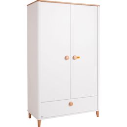 Drehtürenschrank Paidi ""Lotte & Fynn"" Schränke Gr. B/H/T: 119cm x 202,2cm x 56,5cm, weiß (kreideweiß / eiche massiv) 2-türig inkl. großer Schublade