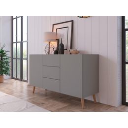 Sideboard Inosign "Scandi" Sideboards Gr. B/H/T: 119,8cm x 71,8cm x 41,8cm, 3 St., grau (platin grau, jackson hickory) Breite 120 cm