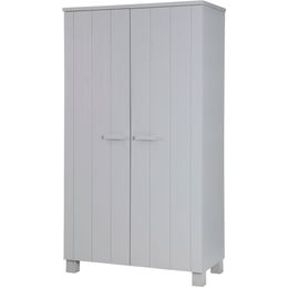 Garderobenschrank Woood "Dennis" Schränke Gr. B/H/T: 111cm x 202cm x 55cm, 2-türig, grau (hellgrau) B 111 cm x H 202