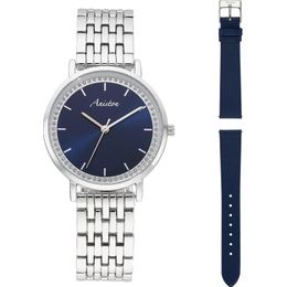 Quarzuhr ANISTON JEWELRY & WATCHES Armbanduhren silberfarben (silberfarben-blau) Damen Armbanduhr, Damenuhr, Ideal auch als Geschenk, neue Kollektion