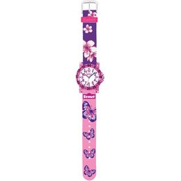 Quarzuhr Scout "The IT-Collection, 280375013" Armbanduhren bunt Kinder Lernuhr, Glitzer, Schmetterling- und Blumenmotiv, ideal als Geschenk