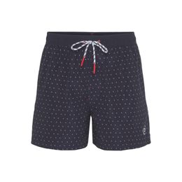 Badeshorts Bugatti Gr. M (50), N-Gr, blau (marine-weiß) Herren Badehosen Kordelzug mit Ösen