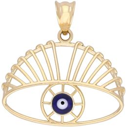 Ketten-Anhänger Firetti "Schmuck Geschenk Gold 375 "Nazar - blaues Auge" Anhänger Halskette" Schmuckanhänger Gr. Gelbgold 375, 0,84 g, bunt (gelbgoldfarben-blau-weiß-schwarz) Damen