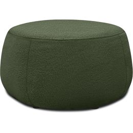 Hocker DOMO collection "800012" Gr. B/H/T: 75cm x 42cm x 75cm, Flausch, grün Pouf Polsterhocker Hocker rund gepolstert