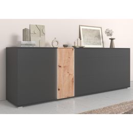 Sideboard COTTA "Montana" Sideboards Gr. B/H/T: 235cm x 79cm x 45cm,, schwarz (schwarz/artisan) Kommode, Breite 235 cm, inkl. LED-Beleuchtung und Push-To-Open