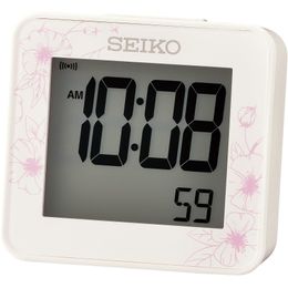 Quarzwecker Seiko Wecker rosa digital, Beleuchtung, Schlummerfunktion, autom. Kalender, Geschenkidee