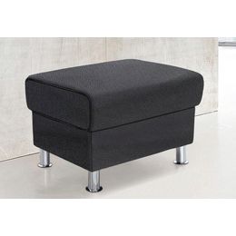 Hocker Trendmanufaktur "Rondo, Polsterhocker zur Serie, Breite 67 cm, F&uuml;&szlig;e chromfarben", schwarz, B:67cm H:46cm T:53cm, Microfaser PRIMABELLE (100% Polyester);Kunstleder SOFTLUX;Struktur (54% Polyacryl, 46% Polyester);NaturLEDER (echtes Rindsleder) im Sitz, Korpus in Kunstleder SOFTLUX, Hocker, Polsterhocker, Fu&szlig;hocker wahlweise mit Federkern, in verschiedenen Bez&uuml;gen bestellbar