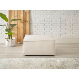 Hocker Andas "Finnley" Gr. B/H/T: 80cm x 42cm x 80cm, Struktur fein, beige (creme) quadratisch, passt z. Loveseat Finnley