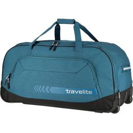 Reisetasche Travelite "KICK OFF XL, 77 cm" Gr. B/H/T: 77cm x 41cm x 38cm, blau (petrol), Polyester, unifarben, Taschen, Duffle Bag Reisegepäck Sporttasche Reisebag mit Trolleyfunktion