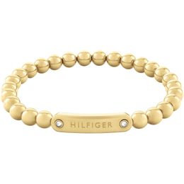 Armband Tommy Hilfiger "METAL BEADS, 2780934, 2780935, 2780936" Armbänder Gr. Edelstahl, goldfarben (gelbgoldfarben-weiß + weiß) Damen mit Preciosa Crystal