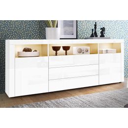 borchardt Möbel Sideboard BORCHARDT MÖBEL "Santa Fe" Sideboards Gr. B/H/T: 166cm x 72cm x 35cm, 3 St., weiß (weiß hochglanz) Breite 166 cm