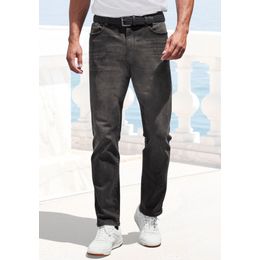 5-Pocket-Jeans John Devin "Straight-fit Jeans" Gr. 32, Länge 34, schwarz (black-denim) Herren Jeans aus elastischer Denim-Qualität