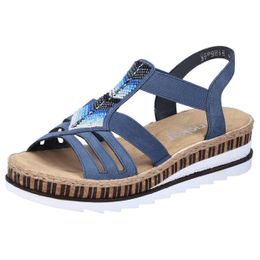 Keilsandalette Rieker Gr. 38, blau Damen Schuhe Sommerschuh, Sandalette mit Gummizügen für guten Sitz