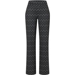 Bootcuthose MAC "CHIARA", Damen, Gr. 36, Länge 34, light ash grau zig zag, Flanell, Obermaterial: 70% Polyester, 25% Viskose, 5% Elasthan, casual, bootcut fit, Hosen, Bootcut-Form in figurbetonter Form