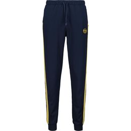 Jogginghose Sergio Tacchini "NEW DAMARINDO PANTS Herren" Gr. L, EURO-Größen, maritime blau, lemon drop, Herren, 100% POLYESTER, Hosen, Trainingshose Herren, Jogginghose, Retro, Sporthose, Streetwear, Sale