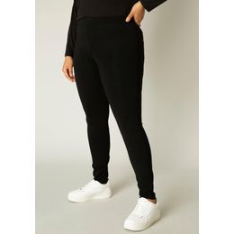 Jeggings Base Level Curvy "Arnika", Damen, Gr. 44, Länge 29, schwarz, Trikot, Obermaterial: 65% Viskose, 30% Polyamid, 5% Elasthan, unifarben, Basic, figurbetont knöchellang, Hosen, mit Badge, Topseller