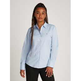 Hemdbluse Tommy Hilfiger "ESS POPLIN REGULAR SHIRT" Gr. 34, blau (breezy blue) Damen Blusen Popeline Qualität