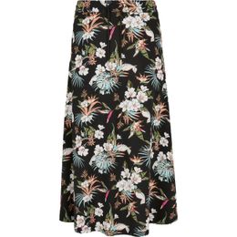 Jerseyrock Urban Classics "Urban Classics Damen Ladies Viscose Midi Skirt" Gr. L, schwarz (schwarz tropical), Damen, 100% Viskose, Röcke