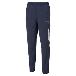 Trainingshose Puma "TEAMLIGA SIDELINE PANTS", Herren, Gr. S, N-Gr, blau (peacoat, Puma schwarz, Puma weiß), Obermaterial: 100% Polyester, unifarben, sportlich, regular fit normal, Hosen