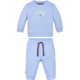 Shirt & Hose Tommy Hilfiger Gr. 68, blau (breezy blau), Baby, Sweatware, Obermaterial: 95% Baumwolle, 5% Elasthan, unifarben, KOB Set-Artikel, mit Logodruck