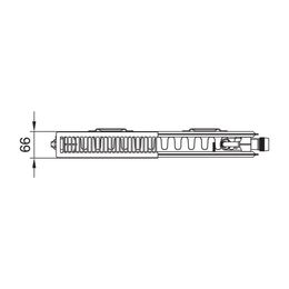 Kermi Plan-V therm-x2 Flachheizkörper glatt Typ 12 Weiß 505x66x405mm Ventil rechts mit Abdeckung 386W bei 75/65/20 Grad C PTV120500401R1K