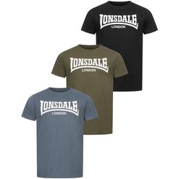 T-Shirt Lonsdale "HINSTOCK" Gr. L, schwarz (schwarz/grün) Herren Shirts