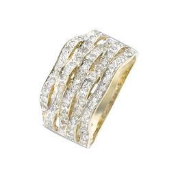 Goldring Firetti "Schmuck Geschenk Gold 333 Diamantring Wellen glitzernd" Fingerringe Gr. 16, 0,3 ct P3 = leicht erkennbare Einschlüsse, Gelbgold 333-Diamanten, 3mm, goldfarben (gelbgoldfarben-weißgoldfarben) Damen mit Diamanten