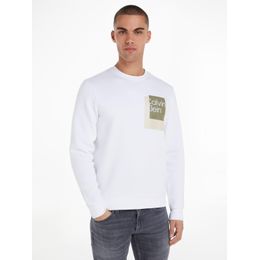 Sweatshirt Calvin Klein "OVERLAY BOX LOGO SWEATSHIRT" Gr. XL, weiß (bright white) Herren Sweatshirts