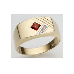 Diamantring Firetti "Schmuck Geschenk Gold 585 Damenring Verlobungsring Goldring" Fingerringe Gr. 20, 0,005 ct P2 = erkennbare Einschlüsse, Gelbgold 585-Diamanten, 4mm, goldfarben (gelbgoldfarben-rot + rot) Herren mit Granat - Brillant