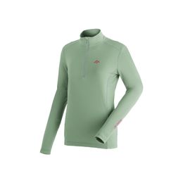 Fleecepullover Maier Sports "Jenna Rec", Damen, Gr. 36, grün (seegrün), 100% Polyester (recycled), Rundhals, Sweatshirts, Damen Midlayer, elastisches und pflegeleichtes Half-Zip Fleece