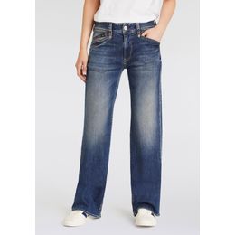 Bootcut-Jeans Herrlicher "Prime New Recycled Denim Light", Damen, Gr. 26, Länge 32, blau (mezzo), Denim/Jeans, Obermaterial: 98% Baumwolle, 2% Elasthan, unifarben, casual, weit knöchellang, Jeans, mit Stretch