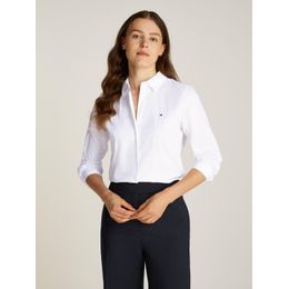 Hemdbluse Tommy Hilfiger "ESS POPLIN REGULAR SHIRT" Gr. 34, weiß (optic white) Damen Blusen Popeline Qualität