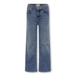 Weite Jeans KIDS Only "KOGMADISON BLUSH WIDE DNM CRO37 NOOS" Gr. 140, N-Gr, blau (medium blau denim), Mädchen, Denim/Jeans, Obermaterial: 72% Baumwolle, 20% Polyester, 6% Elastomultiester, 2% Elasthan, unifarben, Jeans