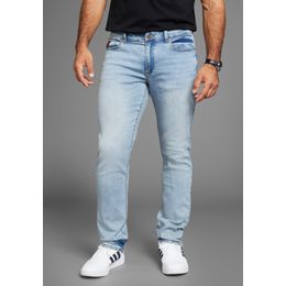 Straight-Jeans Bruno Banani "Hutch" Gr. 31, Länge 36, blau (atlantic blue) Herren Jeans gerade Beinform, mit Destroyed-Effekten, niedrige Leibhöhe