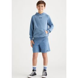 Hoodie LEVI'S KIDS "LVB HEADLINE INDIGO", Jungen, Gr. 12 (152), blau (summersault), Sweatware, Obermaterial: 80% Baumwolle, 20% Polyester, meliert, Langarm angesetztes Bündchen, Sweatshirts, for BOYS