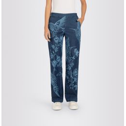 Bootcuthose MAC "CHIARA", Damen, Gr. 36, Länge 30, blau (dunkelblau), Flanell, Obermaterial: 98% Baumwolle, 2% Elasthan, casual, bootcut fit, Hosen, Bootcut-Form in figurbetonter Form