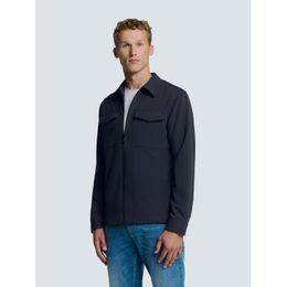 Langarmhemd NO EXCESS "NO EXCESS Stretch Overshirt mit Reißverschluss" Gr. L, Normalgrößen, blau Herren Hemden