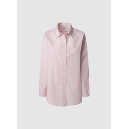 Hemdbluse Pepe Jeans "AGNES" Gr. M (38), pink (soft pink) Damen Blusen mit Ton-in-Ton Logostickerei auf der Brust