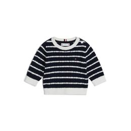 Strickpullover Tommy Hilfiger "TOMMY CABLE SWEATER" Gr. 62, blau (nautical) Baby Pullover mit Zopfmuster