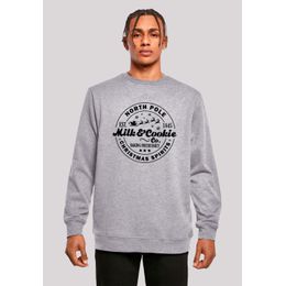 Sweatshirt F4NT4STIC "Milk and Cookie Bakery Retro Weihnachten Sign" Gr. L, grau (erdgrau) Herren Sweatshirts Premium Qualität, Christmas Collection